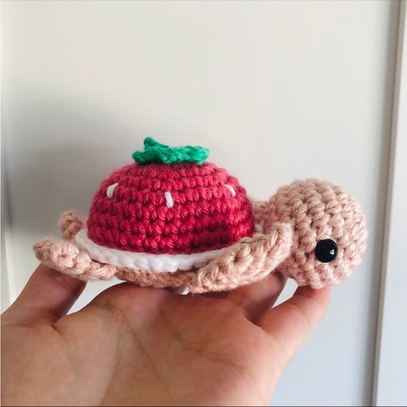 Hand Crafted | Toys | Crochet Strawberry Fruit Turtle Amigurumi Toy ...